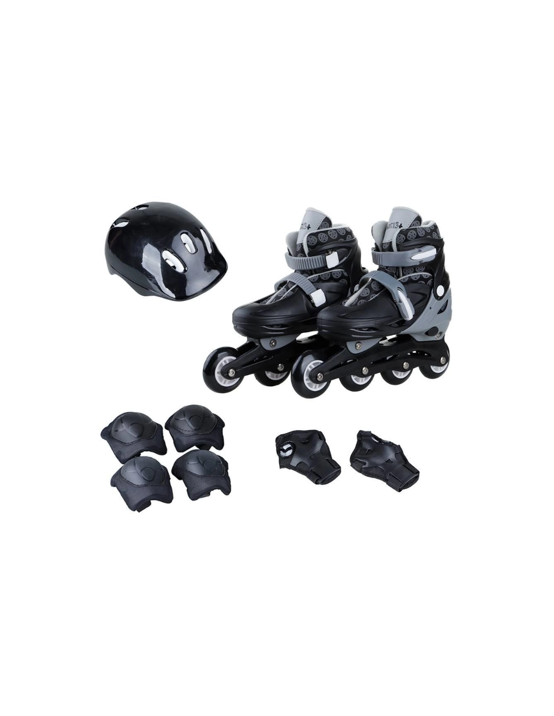 Patins Infantil 4 Rodas In Line com Kit Proteção Tamanho 32-35 Preto ...